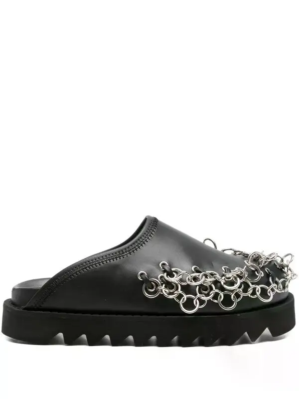 Toga Chain-embellished Leather Mules