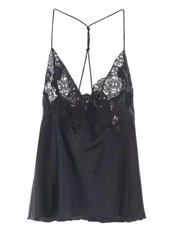 Ermanno Scervino Lace-trimmed Satin Top