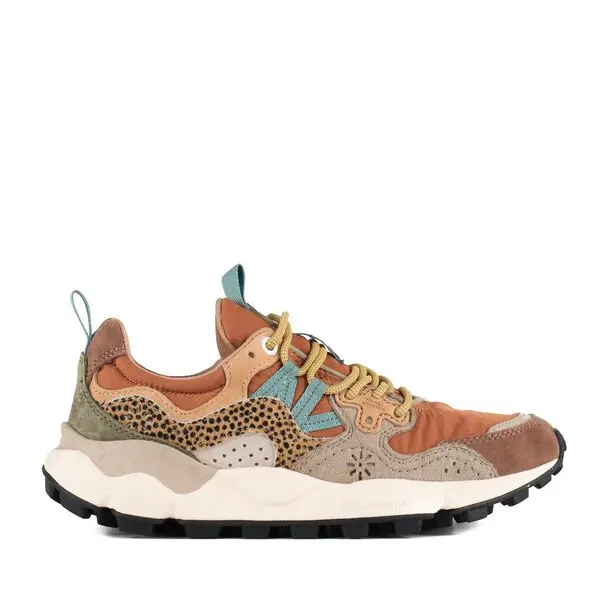FLOWER MOUNTAIN Yamano 3 Suede And Nylon Sneakers - Orange, Gray, Brown