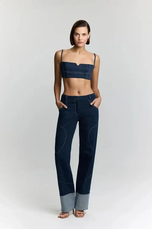 JENDUE Ron Asymmetric Crop Top