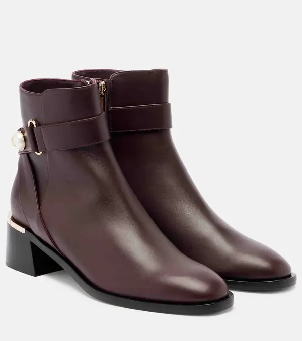 JIMMY CHOO Noor 45 Embellished Leather Ankle Boots