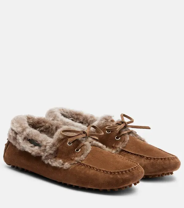 Brunello Cucinelli Monili Suede Driving Shoes