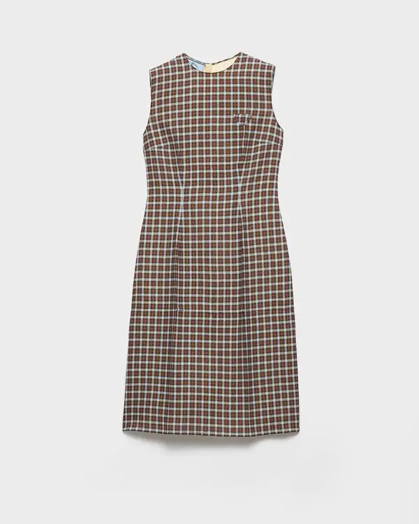 Prada Checked Georgette Sheath Dress