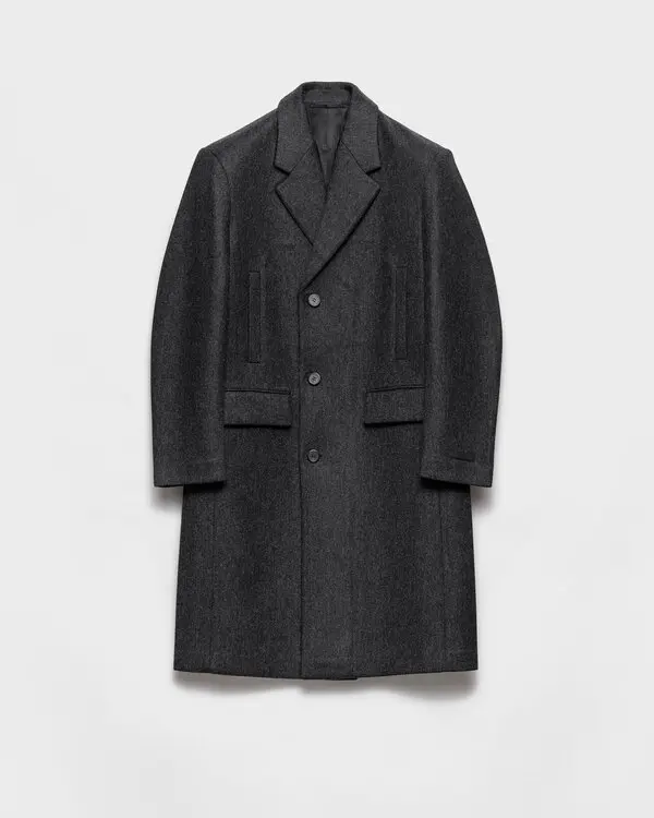 Prada Single-breasted Wool Coat - Slate Gray