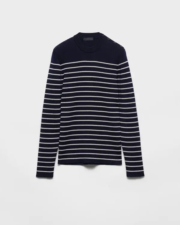 Prada Striped Superfine Wool Crew-neck Sweater