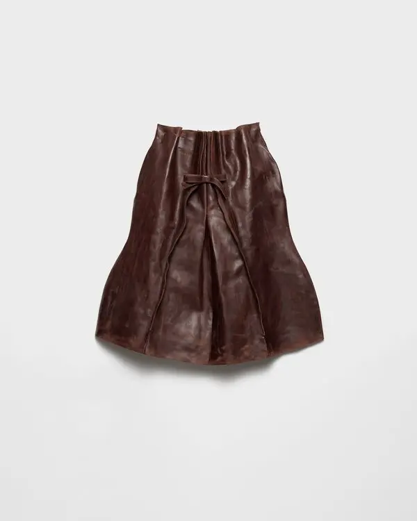 Prada Leather Flared Midi-skirt