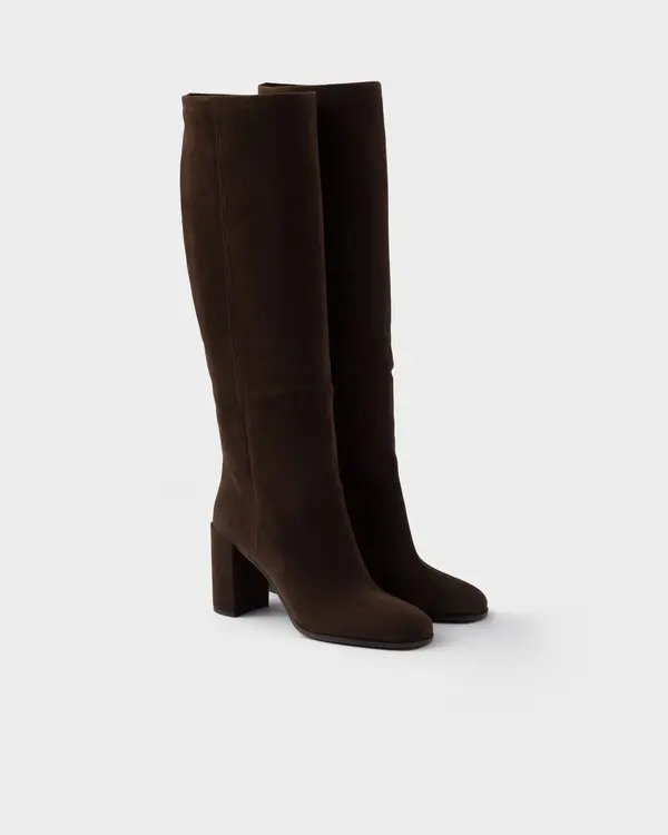 Prada Heeled Suede Boots
