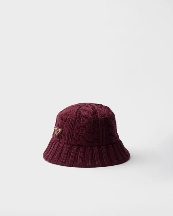 Prada Wool Bucket Hat - Amaranth Red/maize Yellow