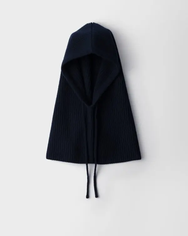 Prada Wool And Cashmere Knit Hood - Navy