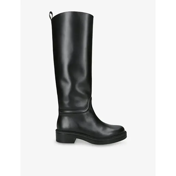 STUART WEITZMAN Celia Flat Leather Knee-high Boots - Black
