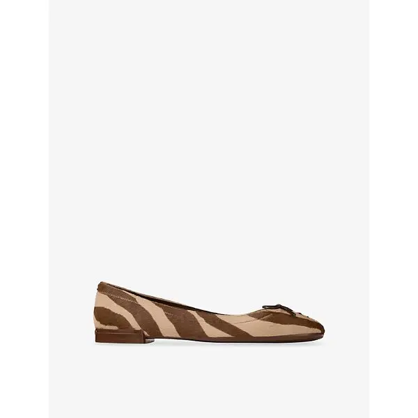 JIMMY CHOO Scarlett Ballerina Zebra-print Leather Flats - Chocolate Mix
