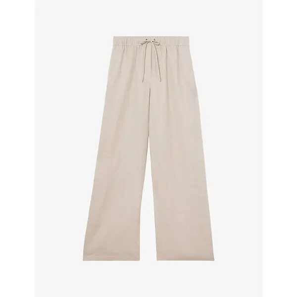 REISS Willow Linen-blend Wide-leg Trousers
