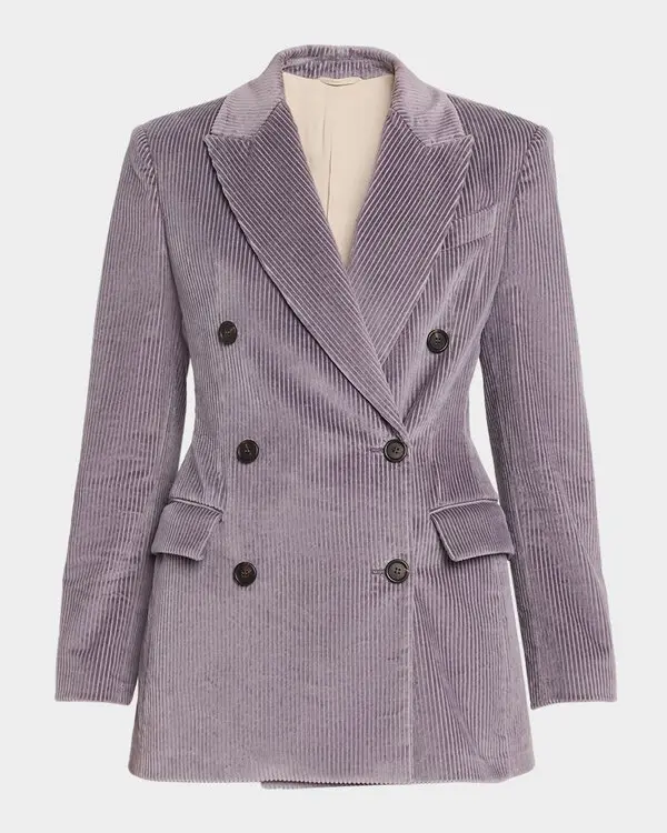 Brunello Cucinelli Double-breasted Corduroy Blazer - Lavander