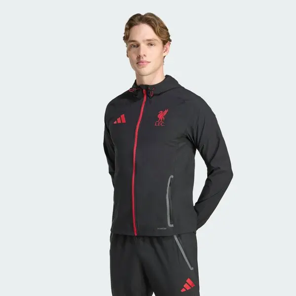 Adidas Liverpool Fc Tiro 25 Competition Vis Tech Travel Jacket - Black / Strawberry Red