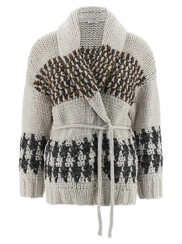 Brunello Cucinelli Opera Prince Of Wales Cashmere Cardigan