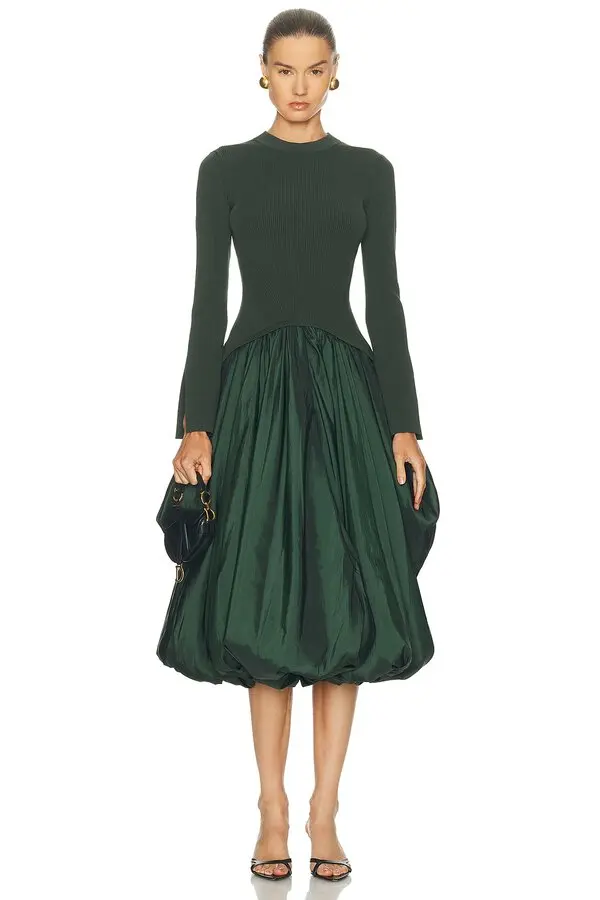 Simkhai Kenlie Mock Neck Midi Dress - Cypress