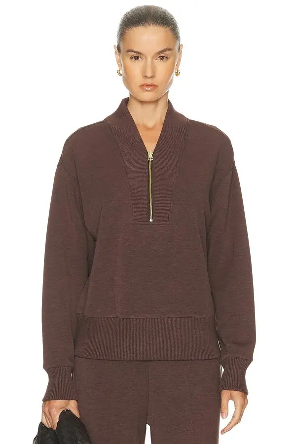 Varley Sally Half Zip Sweater - Coffee Bean Marl
