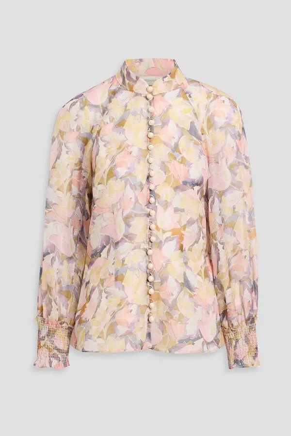 Zimmermann Floral-print Linen And Silk Blend Gauze Blouse