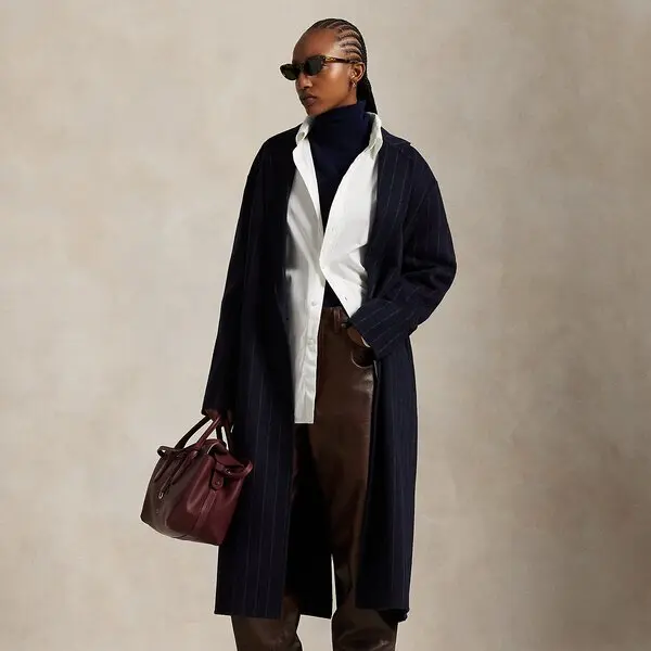 Ralph Lauren Pinstripe Double-faced Wool Overcoat