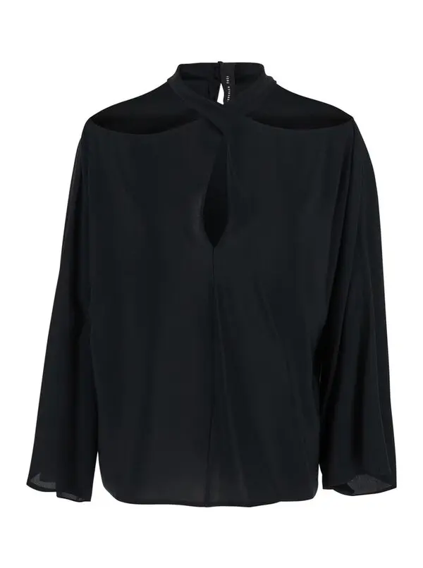 Federica Tosi Blouse With Criss-crossed Neckline And Rear Keyhole Closure - Black