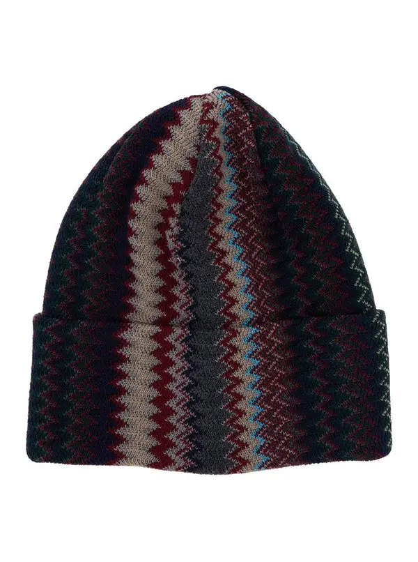 Missoni Wool Beanie With Zigzag Motif - Multicolor