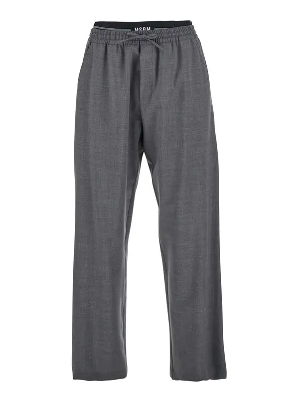 MSGM Wool Stretch Pants - Grey