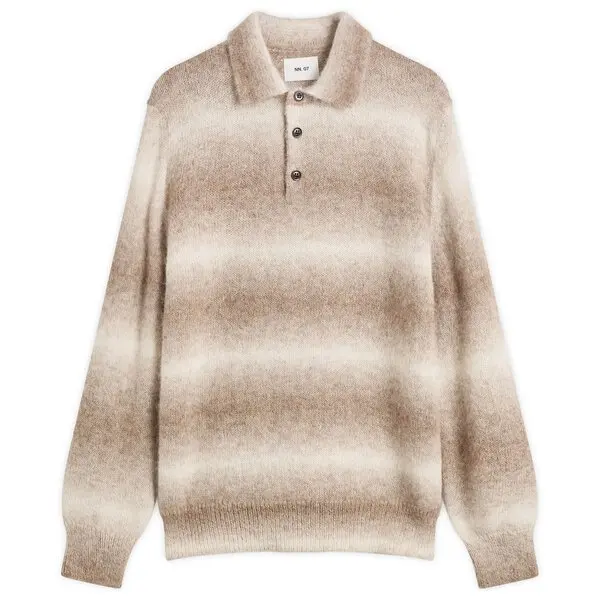 Nn07 Alfie Alpaca Knitted Polo - Light Camel