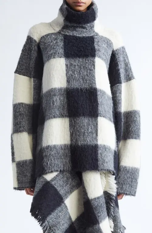 Proenza Schouler Kai Brushed Glen Plaid Baby Alpaca And Merino Wool-blend Sweater - Black Multi