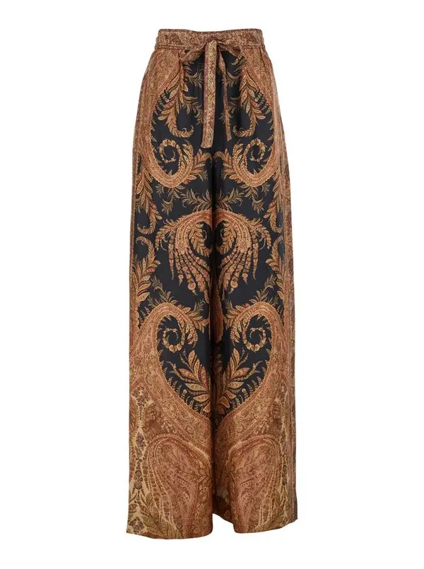 Zimmermann Silk Paisley Pants With Belt