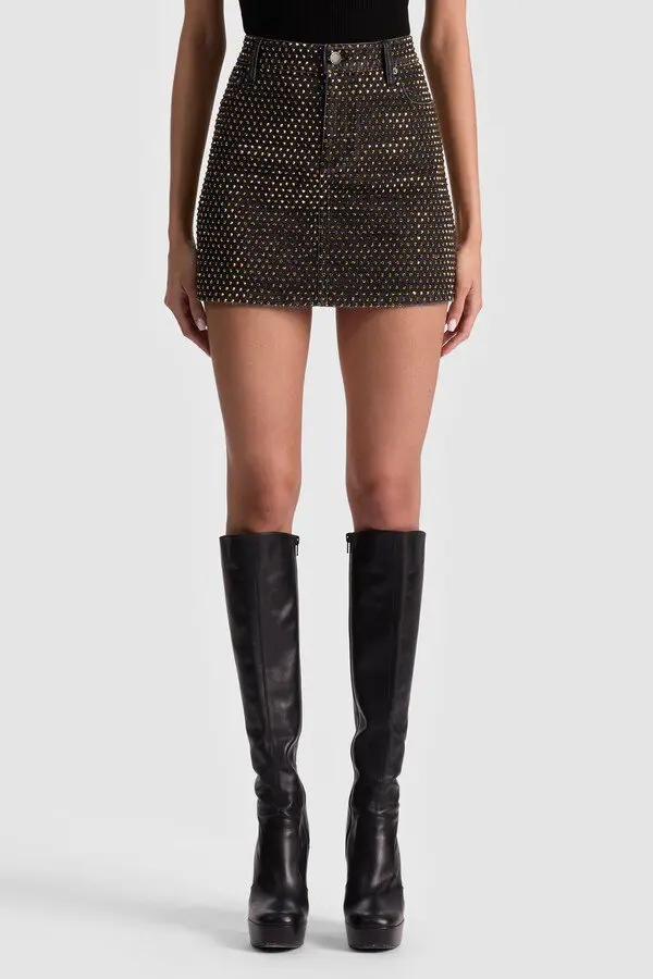 Alice + Olivia Joss Embellished Mini Skirt - Denim