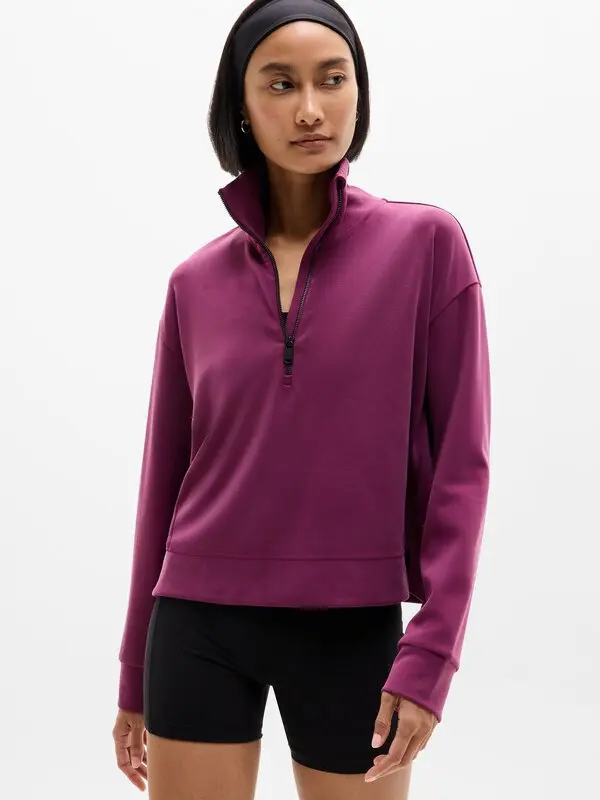 Athleta Seasoft Quarter-zip Top - Plum