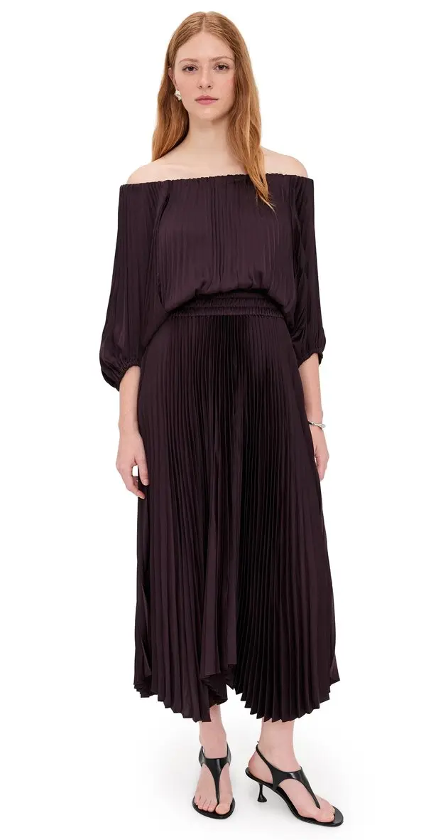 A.L.C. Sienna Pleated Midi Dress - Deep Plum