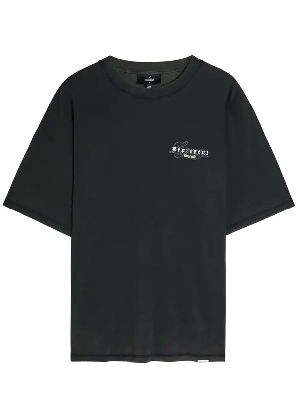 REPRESENT Legacy Overprint Logo Cotton T-shirt - Black