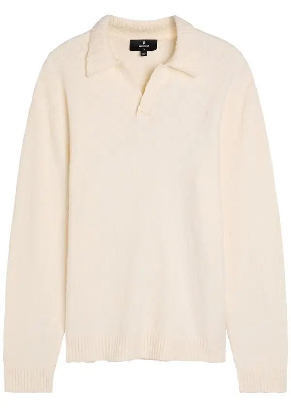 REPRESENT Knitted Logo Bouclé Polo Jumper