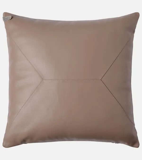 Brunello Cucinelli Monili Leather Cushion - Beige