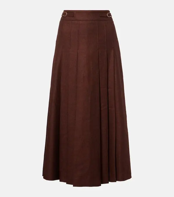 Gabriela Hearst Wesley Wool And Cashmere Midi Skirt - Brown