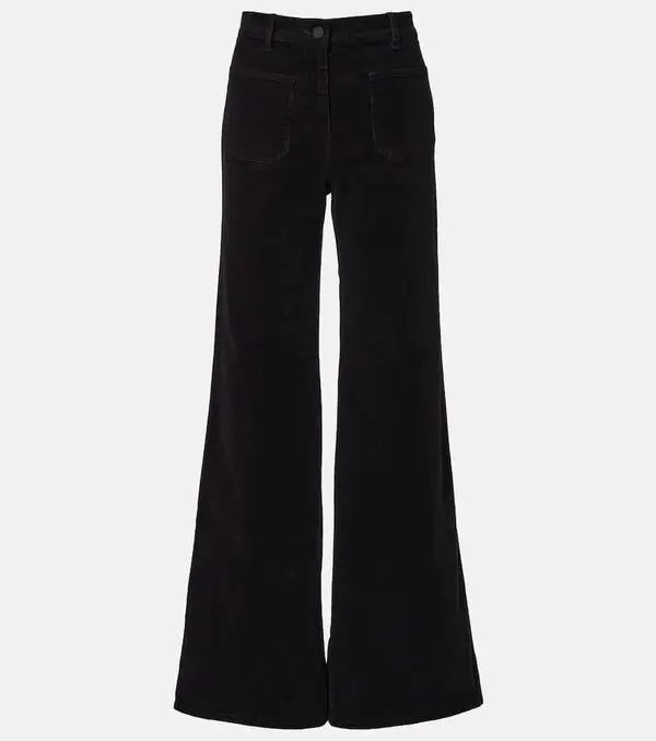 NILI LOTAN Florence Cotton-blend Corduroy Flared Pants - Black