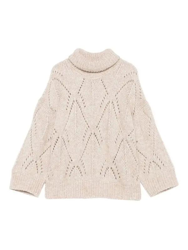 Peserico Diamond Pattern Open Knit Sweater - White
