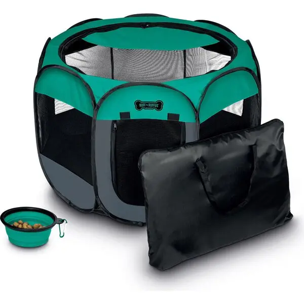 RUFF 'N RUFFUS Portable Foldable Pet Playpen W/ Case & Travel Bowl Small