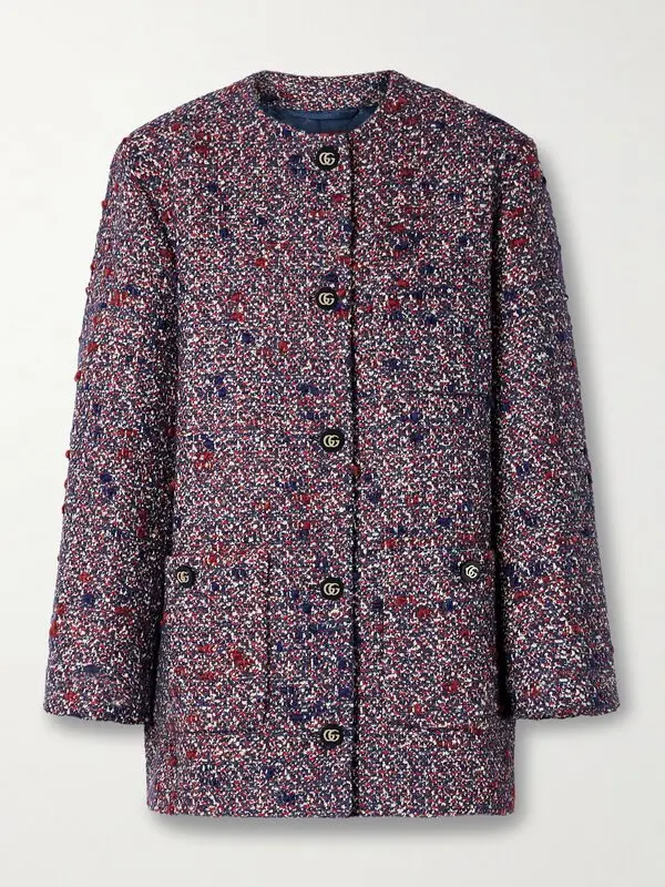Gucci Wool-blend Bouclé Jacket - Purple