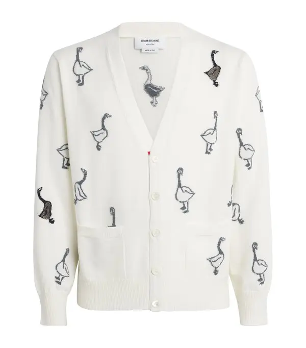 Thom Browne Virgin Wool-cotton Geese Cardigan