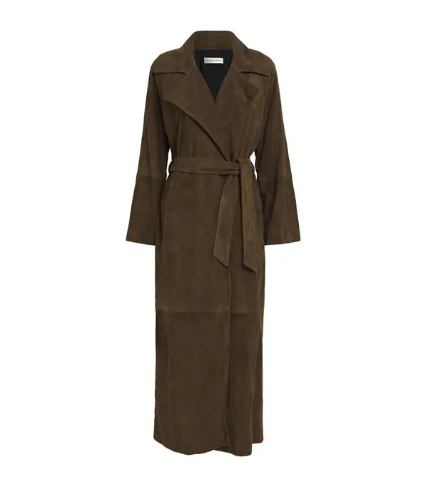 Nour Hammour Suede Althea Coat - Green