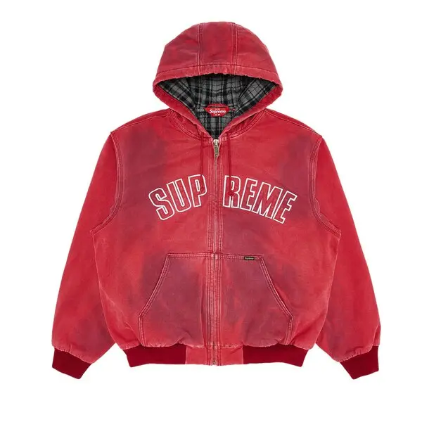 Supreme Reflective Arc Hooded Work Jacket - Red