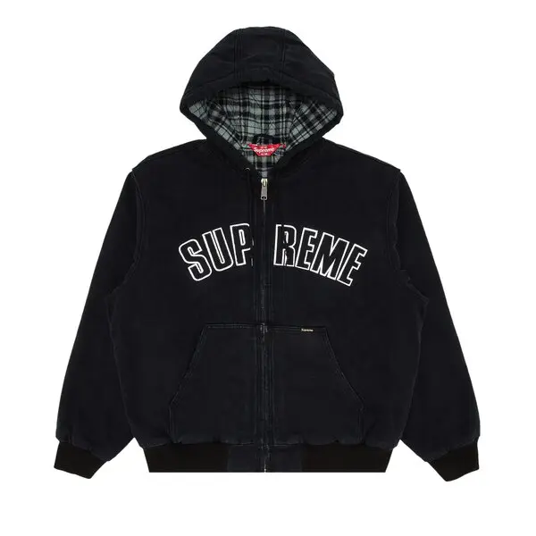 Supreme Reflective Arc Hooded Work Jacket - Black