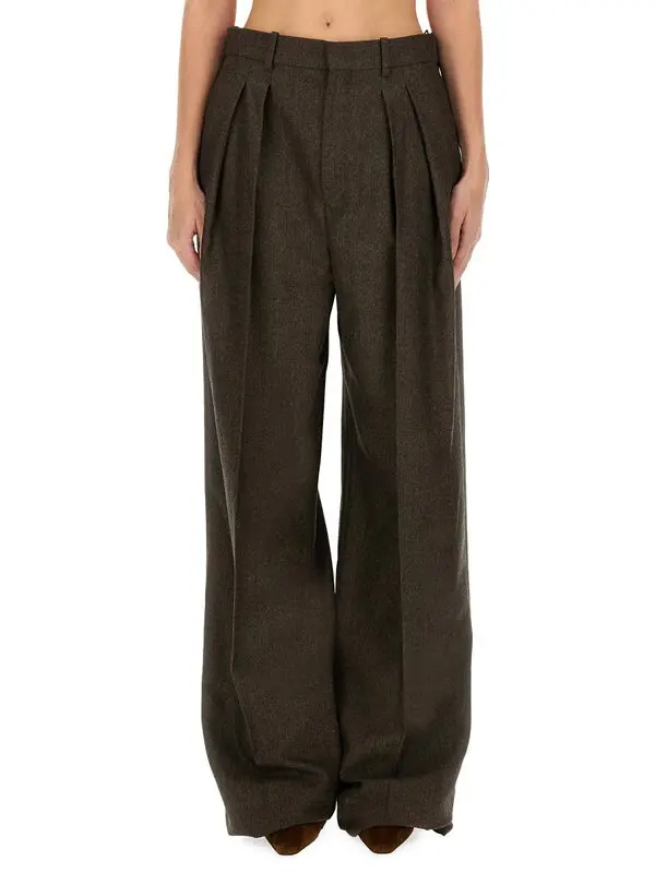 Saint Laurent Wool Wide Leg Trousers
