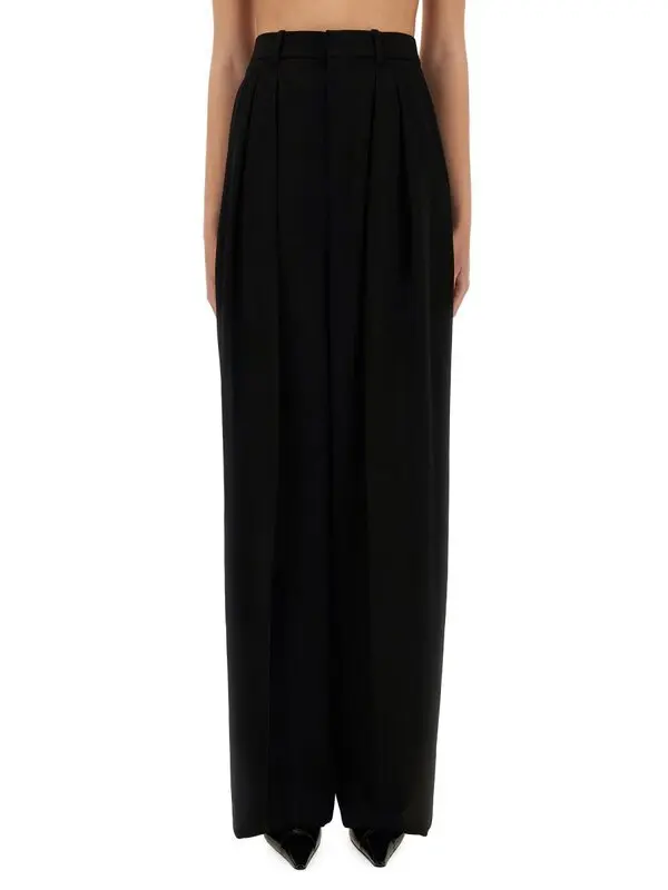Saint Laurent Wide-leg Trousers In Grain De Poudre