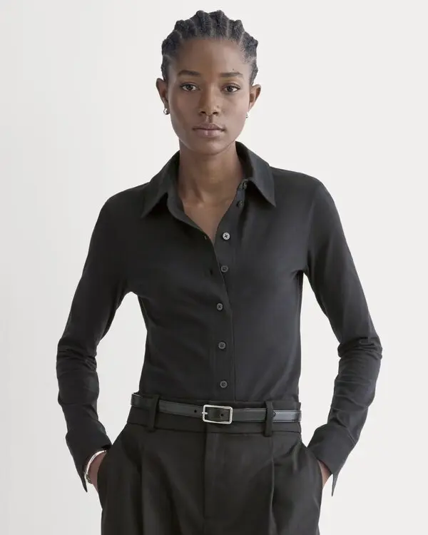 Everlane Essential Cotton Button-up Shirt - Black