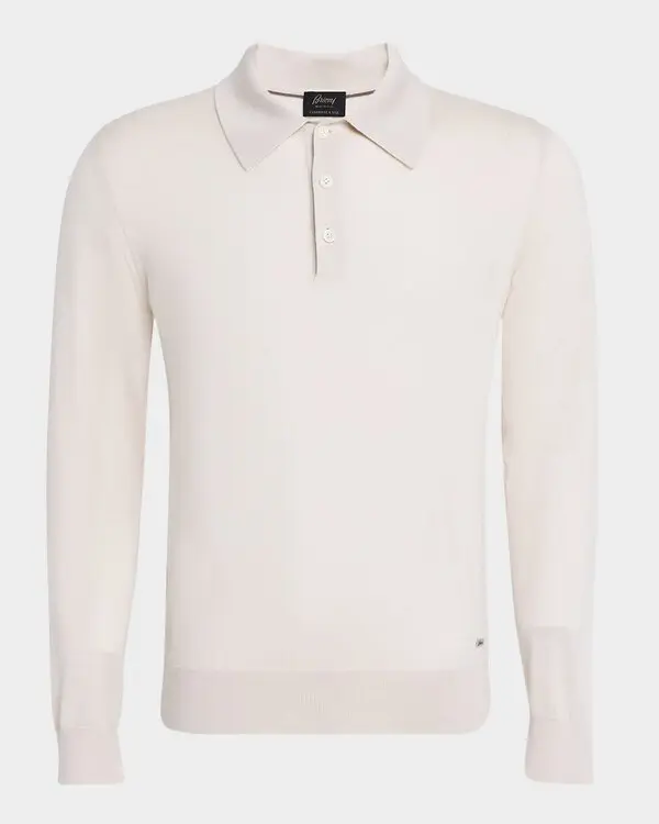 Brioni Cashmere-silk Polo Shirt - Ivory