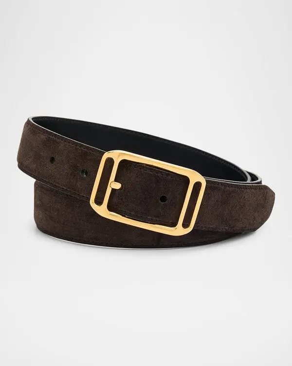 TOM FORD Suede Belt With Square Buckle