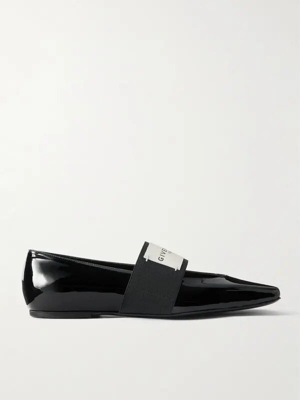 Givenchy Logo Appliquéd Patent-leather Ballet Flats